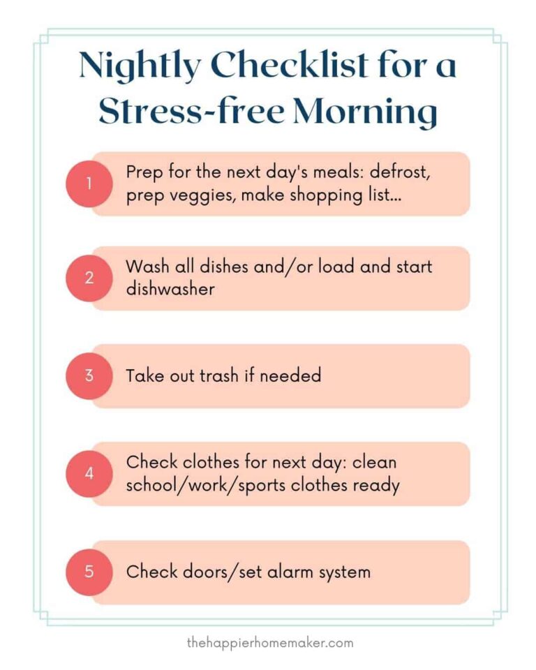 Printable Nightly Checklist for a Stress-Free Morning - South Georgia Style